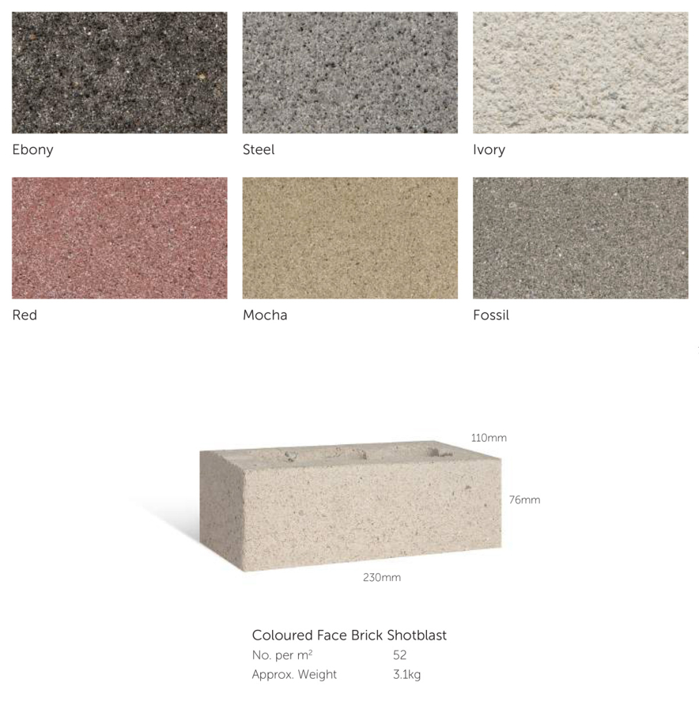Coloured Face Brick Shotblast - Central West Bricks